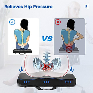 Tsumbay Comfort Seat Cushion for Office Chair - Ergonnomic 100% Memory Foam Firm Coccyx Pad - Relieve Back Pressure - Washable & Breathable Cover - for Car Seat/Computer Chair/Wheelchairs