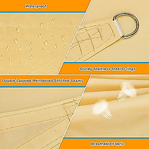 Sun Sail Shades Rectangular Waterproof, Jhua 9.8 x 13.1ft Sun Shade Sail Rectangle 160GSM UV Block Sail Canopy for Patio Backyard Lawn Garden Deck Sand, Outdoor Activities