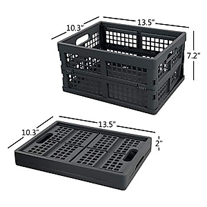 Ggbin 16 Liter Folding Plastic Containers, Grey Plastic Crate, 2 Packs