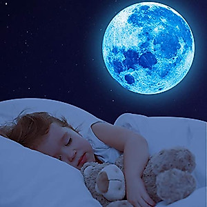 Glow in The Dark Stars for Ceiling,Glow in The Dark Stars and Moon Wall Decals, 1088 Pcs Ceiling Stars Glow in The Dark Kids Wall Decors, Perfect for Kids Nursery Bedroom Living Room (Blue)