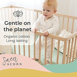 Sweet Acorn Fitted Crib Sheets - Organic Cotton Jersey Knit Crib Beddings - Fits Standard Baby Crib Mattress - 9" x 28" x 52" - Dahlia Pink