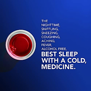 Vicks NyQuil ALCOHOL FREE Cold & Flu Relief Liquid Medicine, Powerful Multi-Symptom Nighttime Relief For Headache, Fever, Sore Throat, Sneezing, Runny Nose And Cough, Berry Flavor, 12 FL OZ