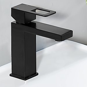 Hotis Home Matte Black Bathroom Faucet, Small Single Hole Single Handle Bathroom Sink Faucet, Bathroom Faucets for Sink One Hole, Vanity Faucet with Supply Hose