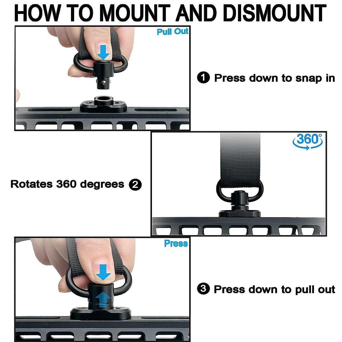 VVAAGG Two-Point QD Rifle Sling with 2-Pcs QD Sling Swivels, Durable Non-Slip 2.5" Extra Wide Design Padded Sling Quick Adjustable Length Rifle Strap