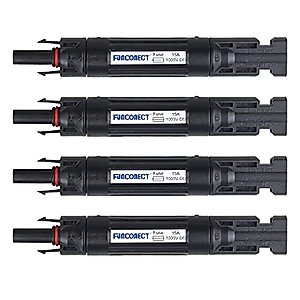 FUNCONECT Solar Panel Connector, 15A Multi-Contact 4 Connectors for Solar Panels, Male/Female IP67 Waterproof 1000v DC with Fuse Holder (4 Pairs)