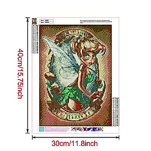 5D Diamond Painting Kit Paint by Numbers Kit for Adults or Kids,Tinkerbell Angel Princess Full Drill Crystal Rhinestone Diamond Embroidery Paintings Cross Stitch DIY Arts Craft Canva for Decor,16"x12"