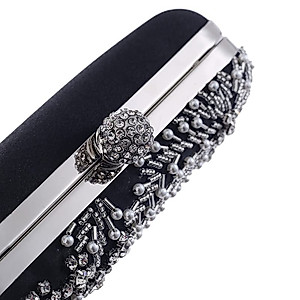 YLLWH Women's Clutch Bag Crystal Pearl Clutch Purse Handbag Embroidery Evening Bag Wedding Bag for Bridal Shoulder Bag