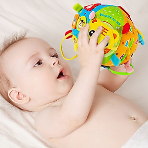 Busy Sensory Ball Baby Toys for 0-12 Months,Developmental Activity Ball Infant Toys with Baby Rattles Teether Crinkle Sounds,Discover Ball Gifts,Easy to Grasp Encourage Tummy Time Fine Motor Skills