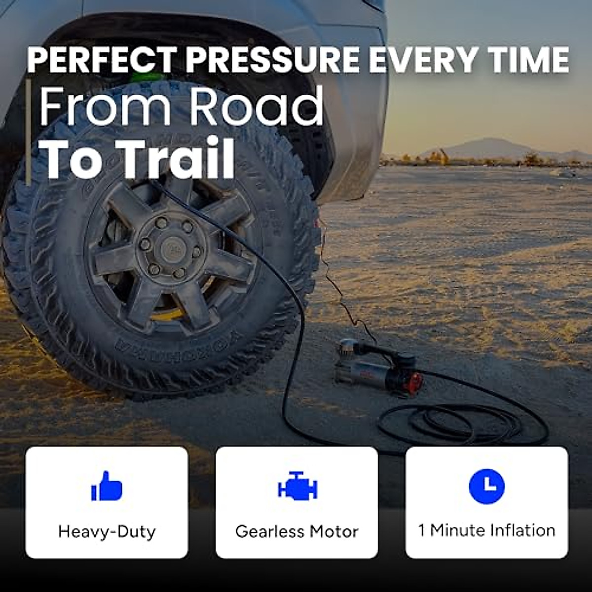 VIAIR Digital EVC85P - Portable Air Compressor Tire Inflator for Car, SUV & Truck | Preset Automatic Shut Off Feature | 12V Road Tire Pump Air Compressor 60 PSI