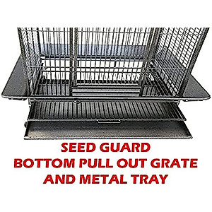 Extra Large Wrought Iron Open/Close Play Dome Top Parrot Bird Cage for Large Macaws Cockatoos African Grey Amazon (Black Vein, 35.25" W x 29.5" D x 62" H)