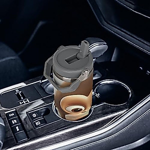 BWQJKUO Large Capacity Car Cup 30 Oz Stainless Steel The Silent Monkey Printed Travel Mug Leak-proof Flip Straw Tumbler with Handle,keeps Cold Or Ho