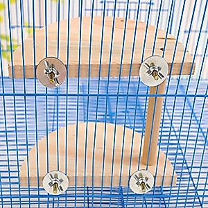 Hamiledyi Squirrel Gerbil Dwarf Wooden Platform, 2-Level of Natural Hamster Standing Platform Chinchilla Cage Accessories, Birds Perch Parrots Activity Playground