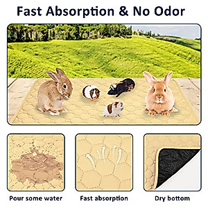Fhiny 2 PCS Guinea Pig Cage Liner, 39'' x 27'' Reusable Guinea Pig Bedding Washable Small Animal Pee Pads Waterproof Cage Liners for Guinea Pigs Rabbits Ferrets Chinchillas Hedgehogs