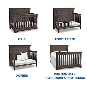 Simmons Kids SlumberTime Paloma 4-in-1 Convertible Crib, Rustic Grey + Serta Perfect Slumber Dual Sided Recycled Fiber Core Crib and Toddler Mattress (Bundle)