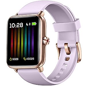 Hamile Smart Watch for Android Phones and iPhone Compatible, Smart Watches for Women Men 5ATM Waterproof Fitness Tracker with Heart Rate Sleep Monitor Step Counter Pedometer Stress Level, Lavender