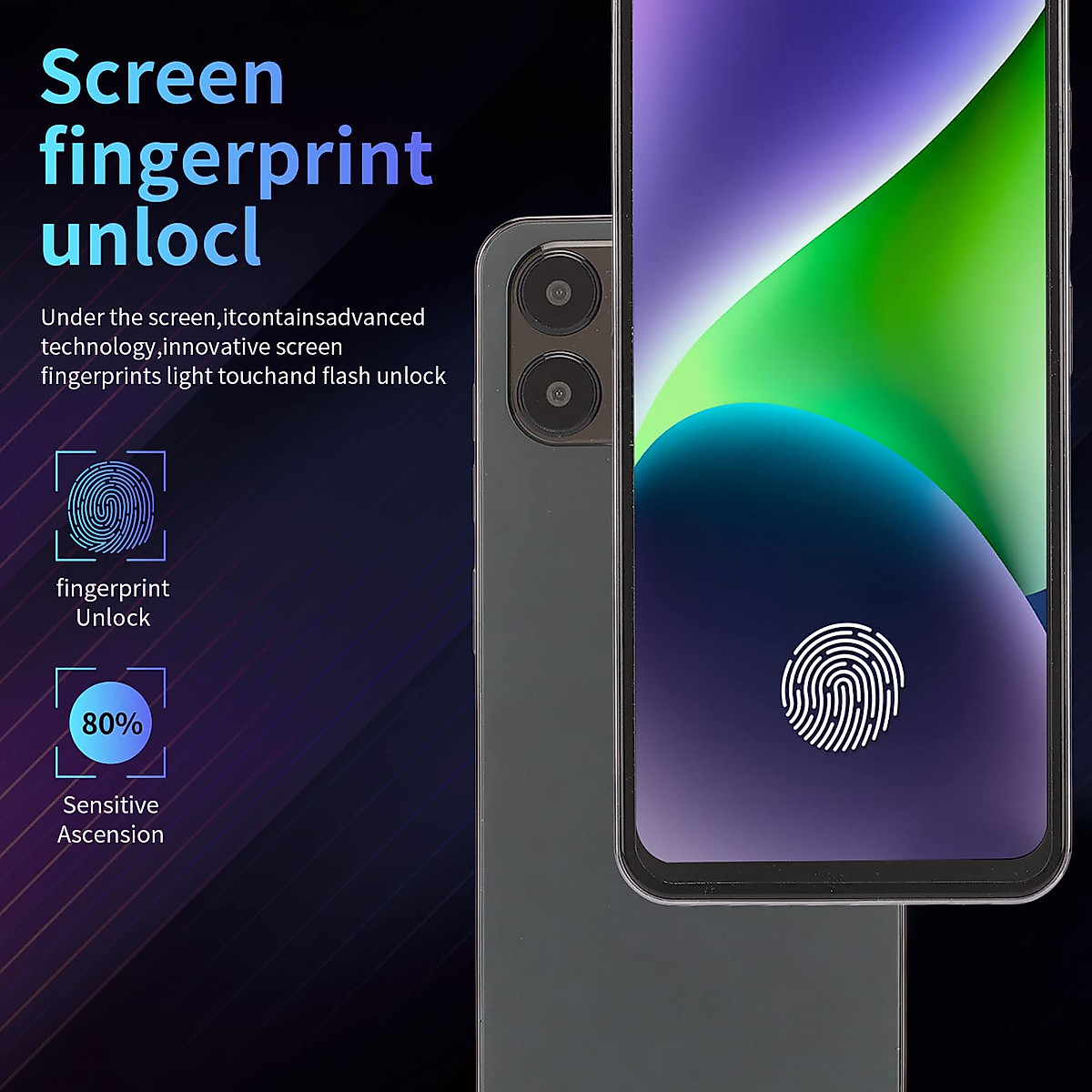 Naroote Unlocked Smartphones, 6.7 Inch Black 4G Smartphones for Daily Use (Black)