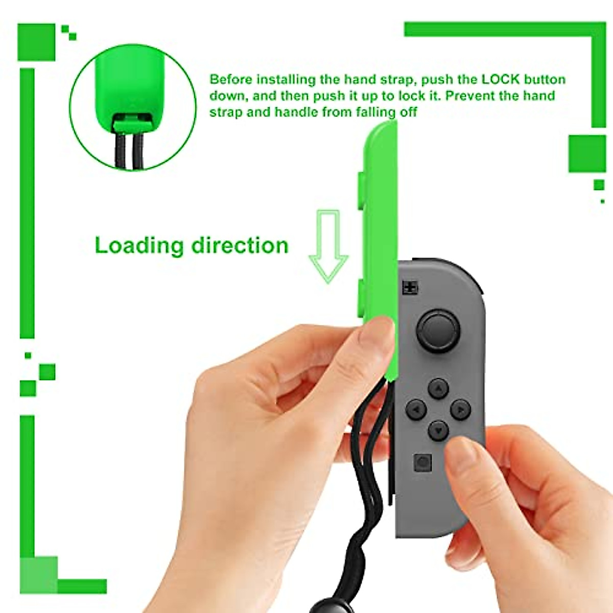 XBERSTAR 1 Pair Portable Controller Carrying Hand Strap Wrist Rope for Switch Video Games (Green)