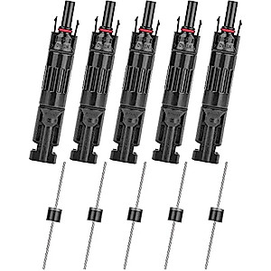 5 PCS PV Solar Panel Connector Male/Female 10A Built-in Diode Solar Wire Connectors Waterproof Anti-backflow