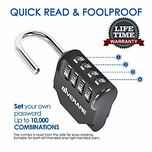 GIVERARE 2 Pack Combination Lock, 4-Digit Outdoor Waterproof Padlock, Keyless Resettable Zinc Alloy Locks for Gym, School, Employee Locker, Hasp, Fence, Storage, Chest, Gate, Cabinet, Toolbox