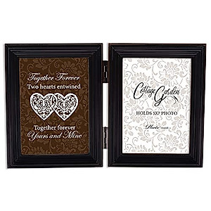 Cottage Garden Together Forever Hearts Midnight Black 5 x 7 Woodgrain Hinged Double Tabletop Photo Frame