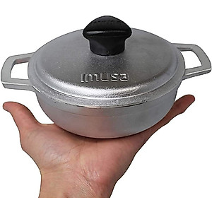 IMUSA USA (12 PACK) 0.7Qt Traditional Colombian Mini Caldero (Dutch Oven) for Cooking and Serving, 0.7 Quart, Silver (GAU-80560KIT)