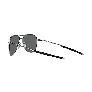 Oakley Men's OO6050 Contrail TI Aviator Sunglasses, Satin Chrome/Prizm Black Polarized, 57 mm