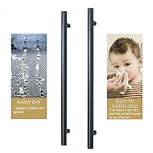 IxapA Wall Mounted Towel Warmer for Bath, Hardwired Electric Heated Towel Rack, 2 Vertical Heated Bars Towel Dryer 34.5X1.9X4.7 Inch