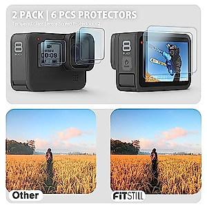 FitStill Silicone Rubber Case+2Pack Tempered Glass Protector Compatible for Go Pro Hero 8 Black, Skin Housing Rubber Case for Go Pro Hero 8 Black Case Protective Full Cover Shell Accessories Kit