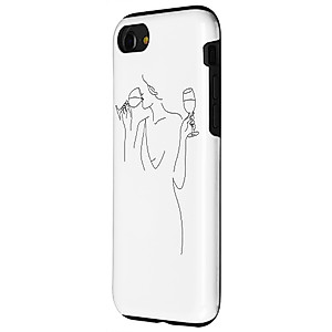 iPhone SE (2020) / 7 / 8 Double Fisting Black And White Funny Wine Lover Line Art Case