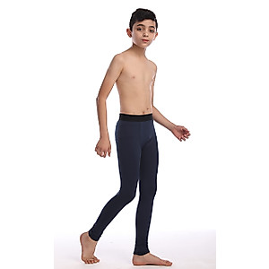 CVVTEE Boys Compression Pants Base Layers Soccer Hockey Tights Athletic Leggings Thermal for Kids… (1black+1navy, 12)
