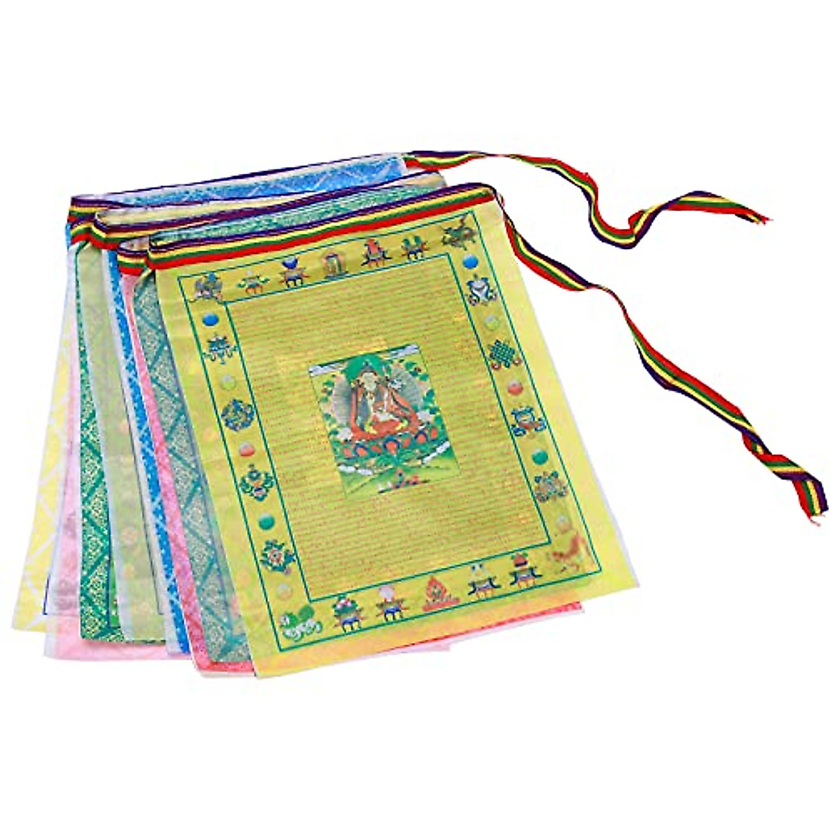 Tibetan Buddhist Prayer Flags Outdoor Meditation Flag-Traditional Pattern 40pcs Satin Wind Horse Lungta Prayer Flags,11x14 inches