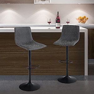 HERA'S PALACE Adjustable Bar Stools, Bar Height Swivel Stools Set of 2, Modern Chairs Barstools Counter Height for Kitchen, Cafe, Grey