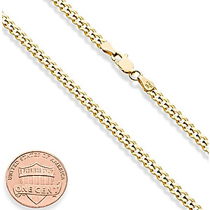 Miabella Solid 18k Gold Over 925 Sterling Silver Italian 3.5mm Diamond Cut Cuban Link Curb Chain Necklace for Women Men, Made in Italy (Length 18 Inches (women's average length))