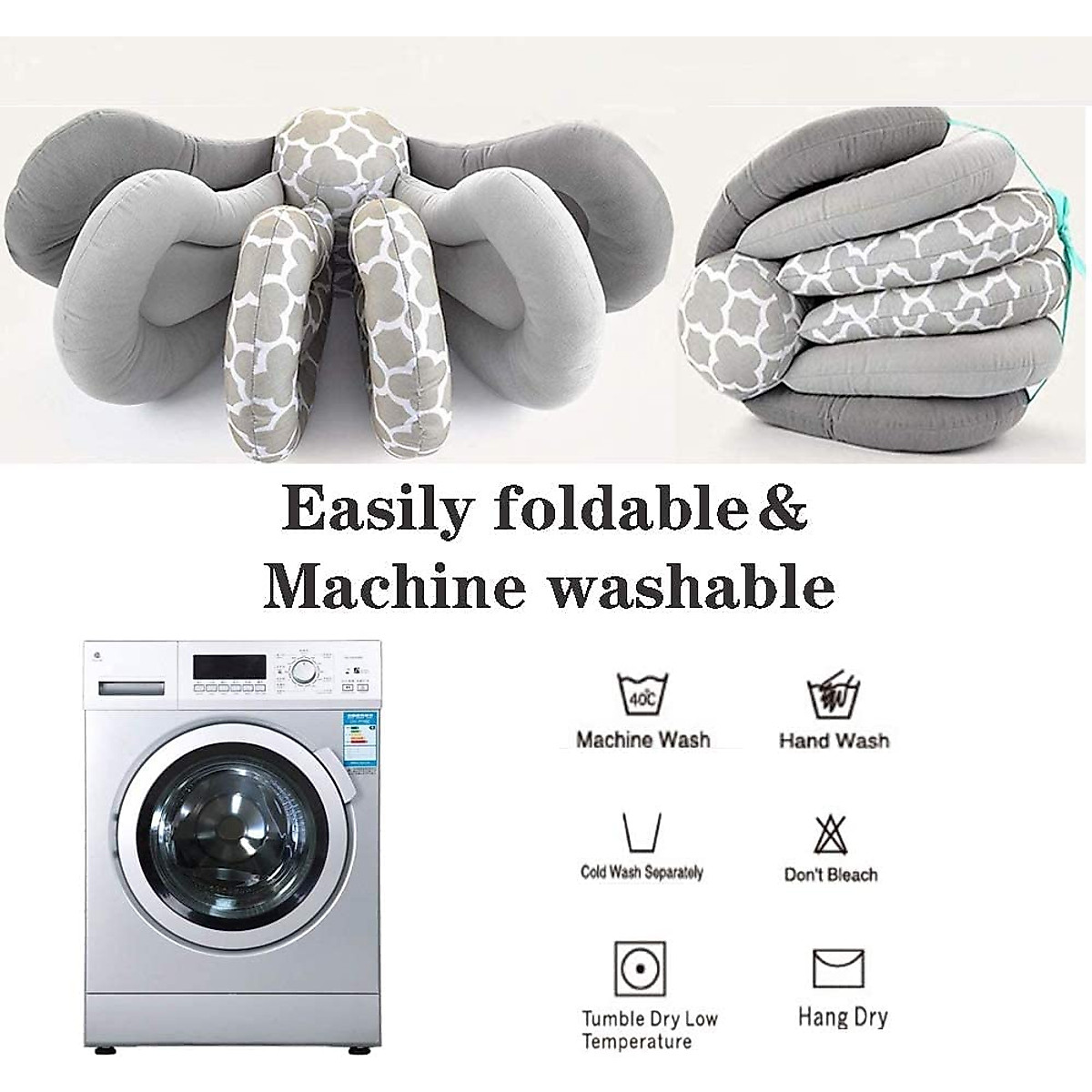 VUPUPYBaby Breastfeeding Pillow Nursing Pillow,Best for Mom,Adjustable Height Polyester Proper (Gray)