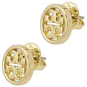Tory Burch Womens Miller Plated Brass Logo Stud Earring O/S