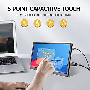 LESOWN 7inch Touch IPS Portable Monitor with Dual Speakers, Audio Jack, 1024x600 Capacitive Touchscreen Metal Case, HDMI USB Computer Display for Windows Raspberry Pi Ubuntu Mac, Drive-Free