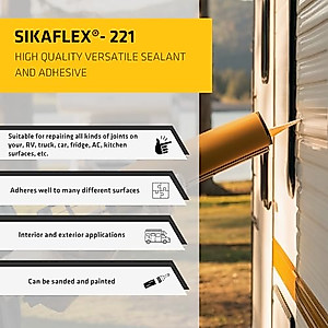 Sika Sikaflex-221, White, multi-purpose sealant/adhesive, polyurethane fast curing sealant, 10.1 fl. oz Cartridge