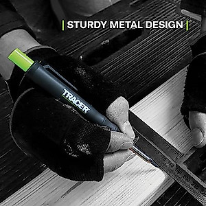 TRACER Deep Hole Construction Pencil with TRACER Site Holster. Extendable 2B Carpenter Pencil with Inbuilt Carpenter Pencil Sharpener