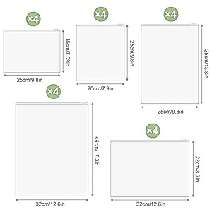 komstuon 20pcs Travel Storage Ziplock Bags, Frosted Resealable Zip Clothing Plastic Bags, Travel Storage Bags for Luggage Ziplock Storage Bags for Clothes Travel Underwear Shoes (5 Sizes)