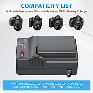 EN-EL14 EN EL14a Battery Charger Pack, LP Charger Compatible with Nikon D3500, D5600, D3300, D5100, D5500, D3100, D3200, D5200, D5300, D3400, DF, Coolpix P7000, P7100, P7700, P7800 Cameras & More