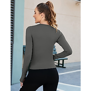 Loovoo Women Workout Tops Women's Long Sleeve Running Shirts with Thumbholes Stretch Breathable Athletic Base Layer T-Shirt