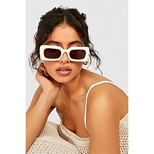 JUDOO Retro Rectangle Sunglasses for Women Fashion Oval Lenses Pink Square Frame with UV400 Protection