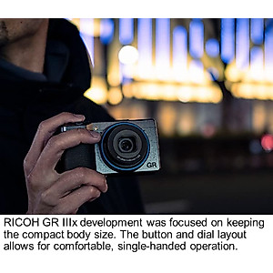 Ricoh GR IIIx Urban Edition, Metallic Gray Body with Navy Blue Ring, Digital Compact Camera with 24MP APS-C Size CMOS Sensor, 40mmF2.8 GR Lens (in The 35mm Format)