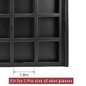 Shot Glass Holder, 12 Storage Holes Party Server Vintage Black Wood Shot Glass Tray (Shot Glass Not Included)