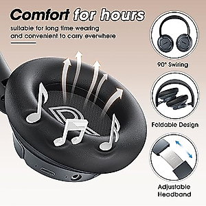 BERIBES Upgraded Hybrid Active Noise Cancelling Headphones with Transparent Modes,65H Playtime Bluetooth Headphones Wireless Bluetooth with Mic, Deep Bass,3.5MM Cable,Soft-Earpads,Fast Charging-Black
