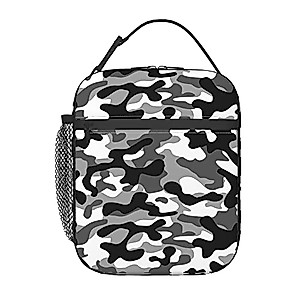 Black Camo Lunch Bags For Men Women Boys Girls Reusable Tote Lunch Bags For Office Work School Picnic Camping Thermal Insulation And Cold Preservation