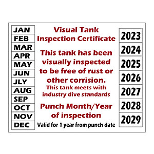 Scuba Tank Visual Inspection Stickers (4 Pack) Larger Size
