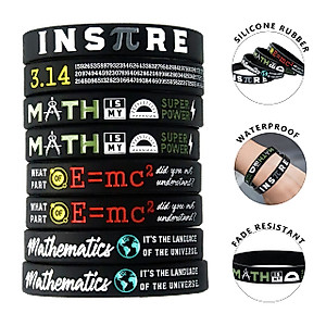 Giftphoria Assorted Math Bracelets (12pcs) - Math Gifts in Bulk for Students and Teachers - Educational Party Favors, Classroom Prizes and Awards for Math Graduates, Mathletes and Math Lovers