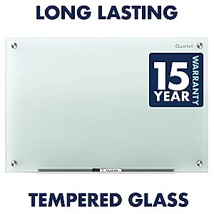 Quartet Non-Magnetic Glass Dry Erase White Board, 4' x 3' Whiteboard, Infinity Frameless Mounting, Frosted Surface (G4836F)