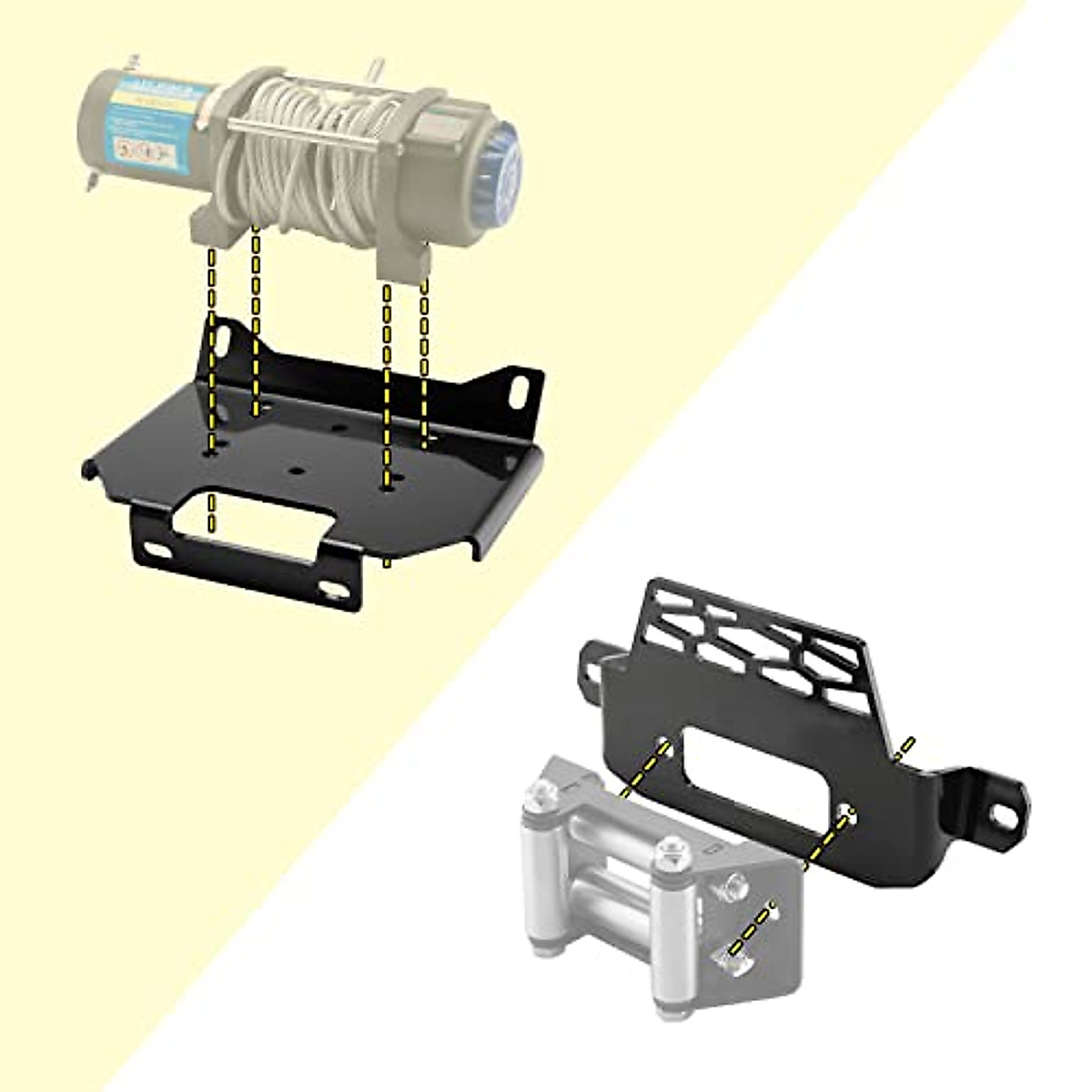 WeiSen Winch Mount Plate Bracket Kit Compatible with 2014-2019 Polaris RZR 900/1000/XP Turbo & General 1000 EPS